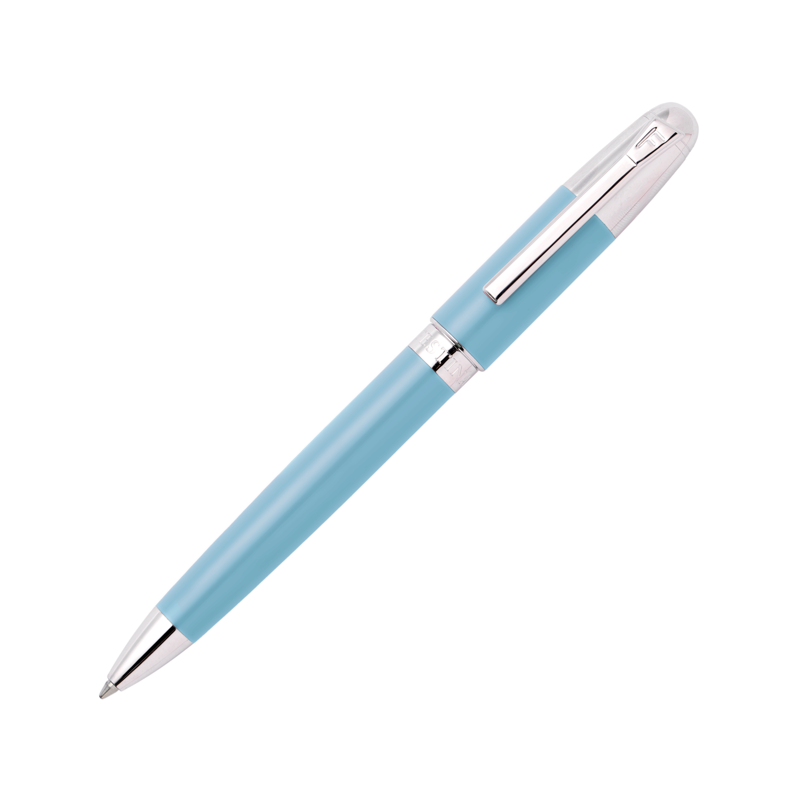 Stylo classique en chrome avec encre bleu clair