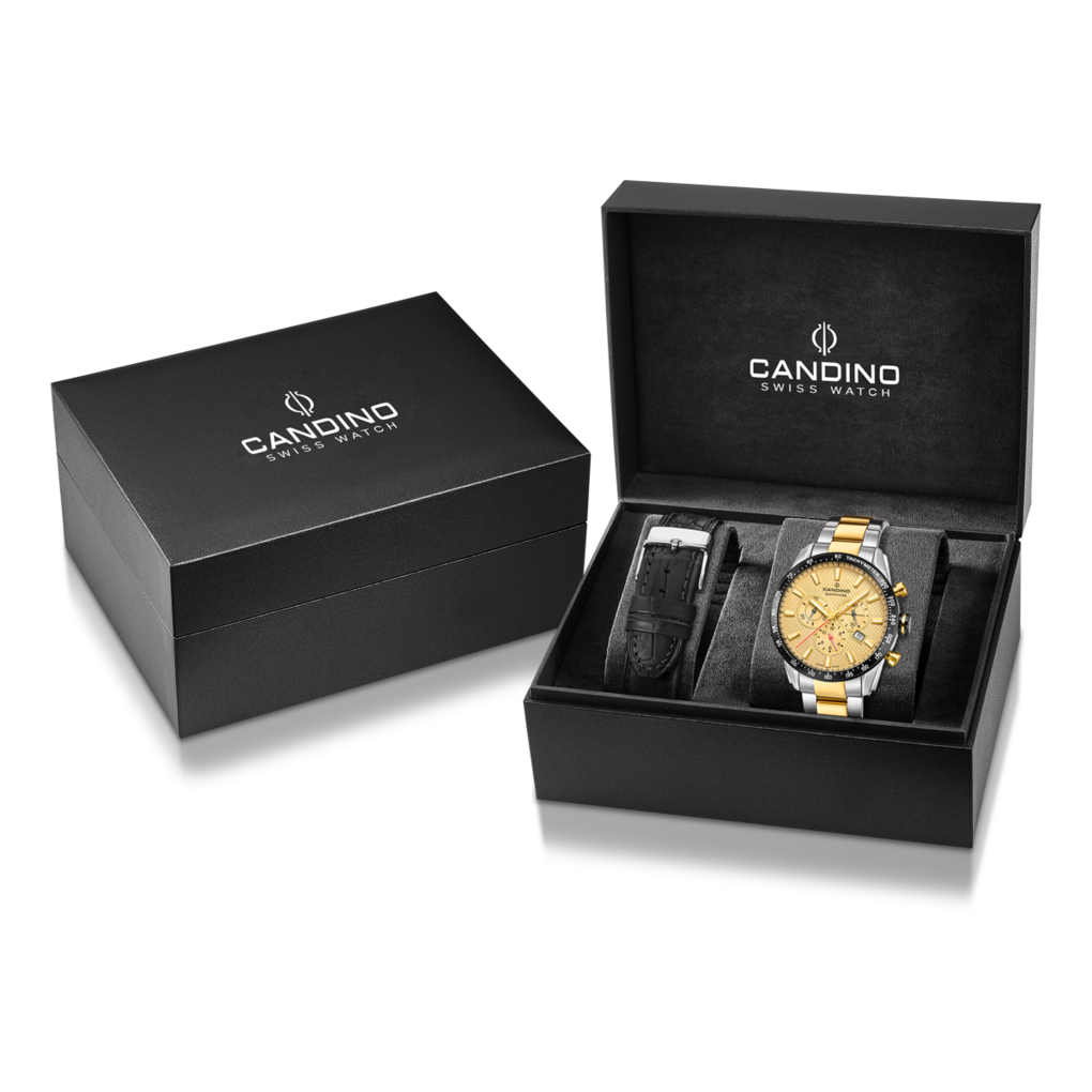 Candino Swiss men's watch with chronograph and extra strap C4748/A
