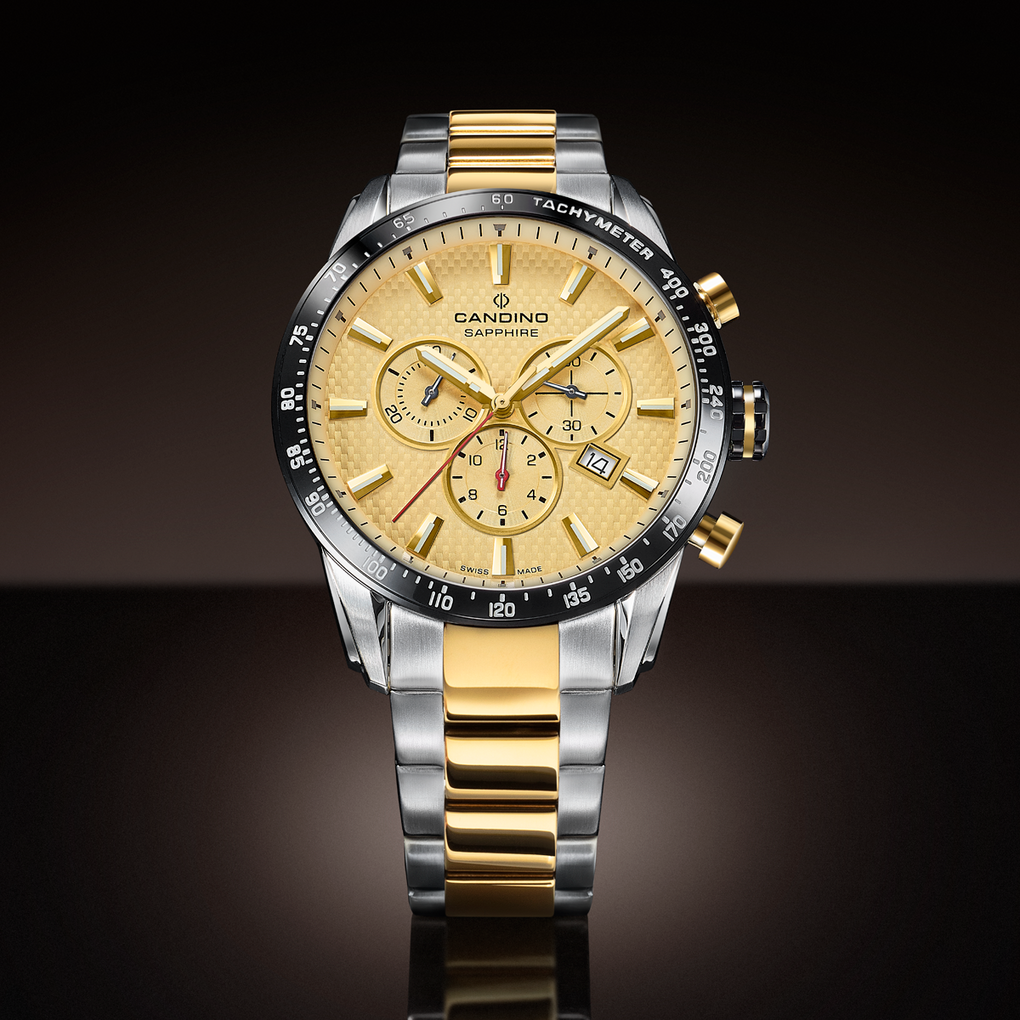 Candino Swiss men's watch with chronograph and extra strap C4748/A