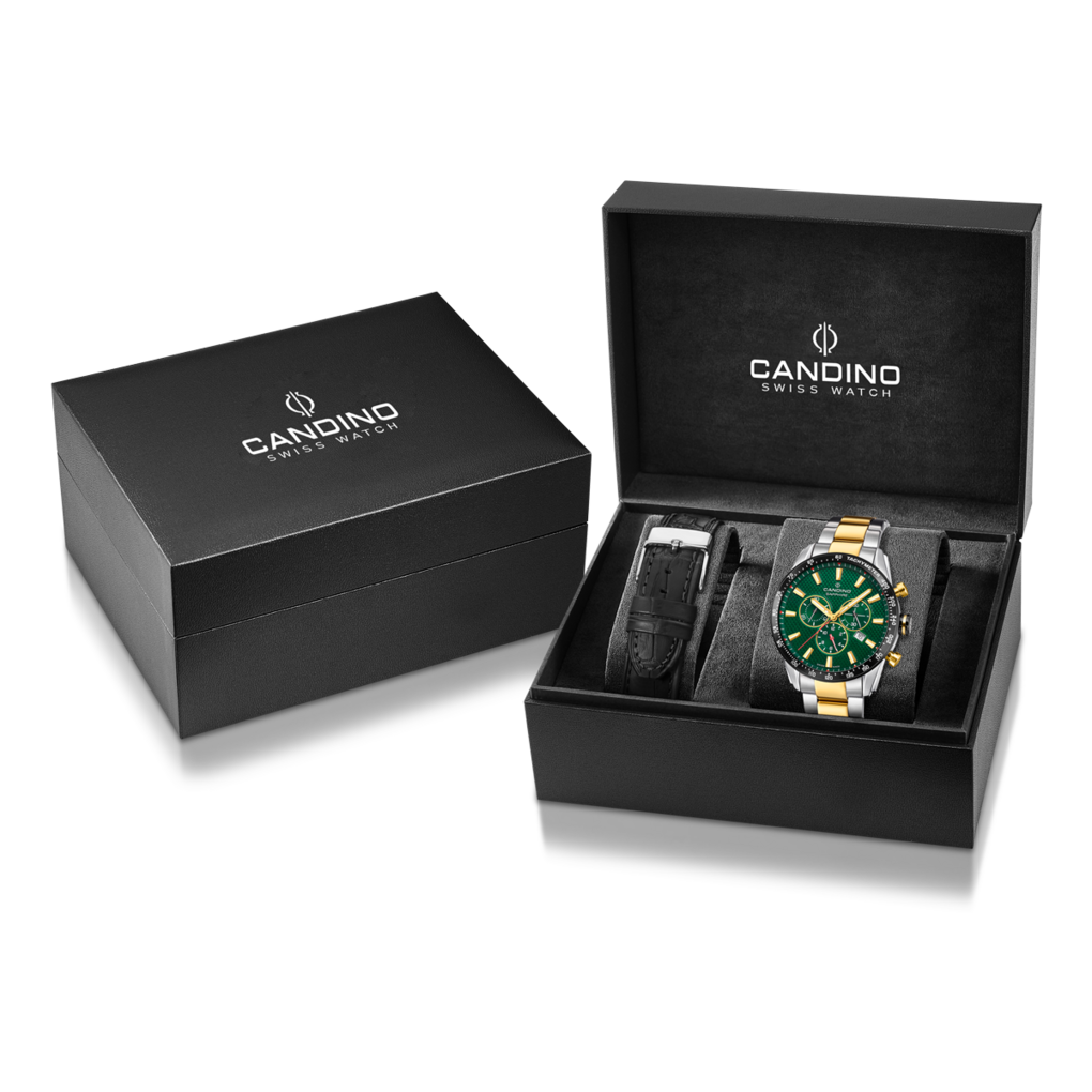 Candino Swiss men's watch with chronograph and extra strap C4748/C