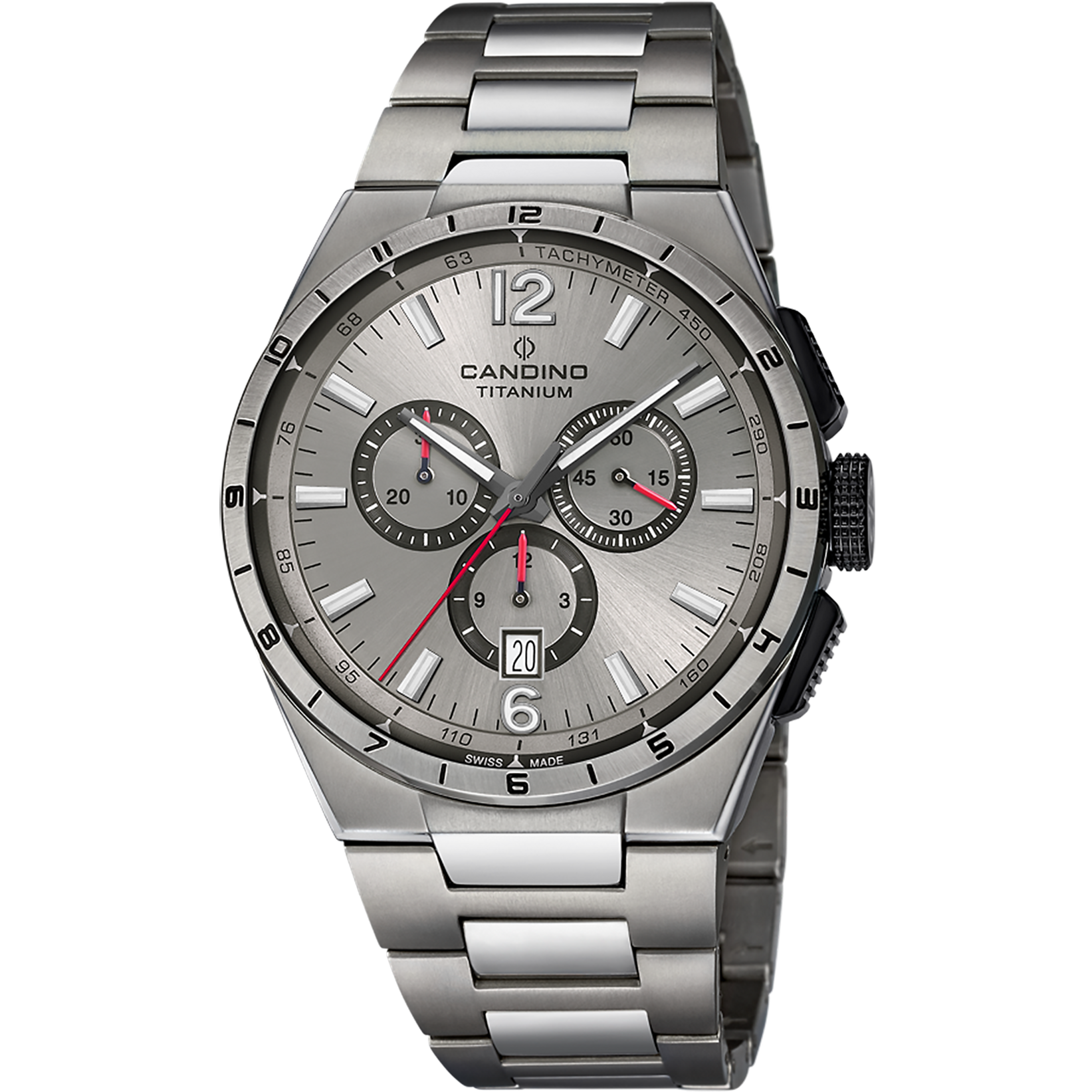 CANDINO SWISS MADE MEN'S WATCH TITANIUM SILVER WITH TITANIUM BRACELET ...
