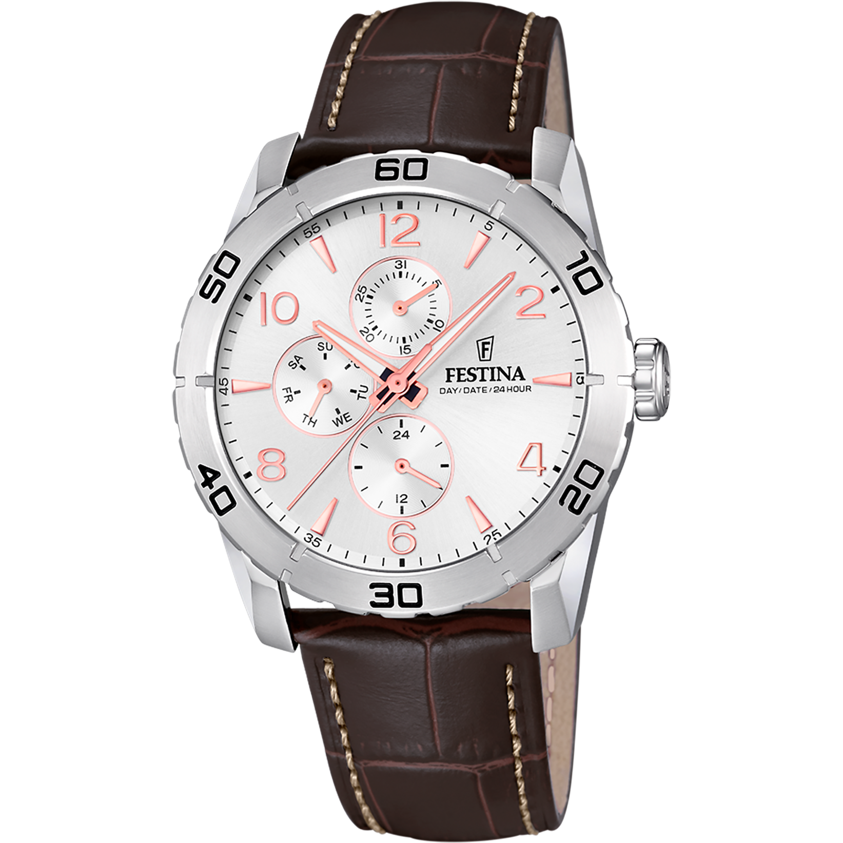 FESTINA MEN'S SILVER LEATHER WATCH BRACELET F16607/C