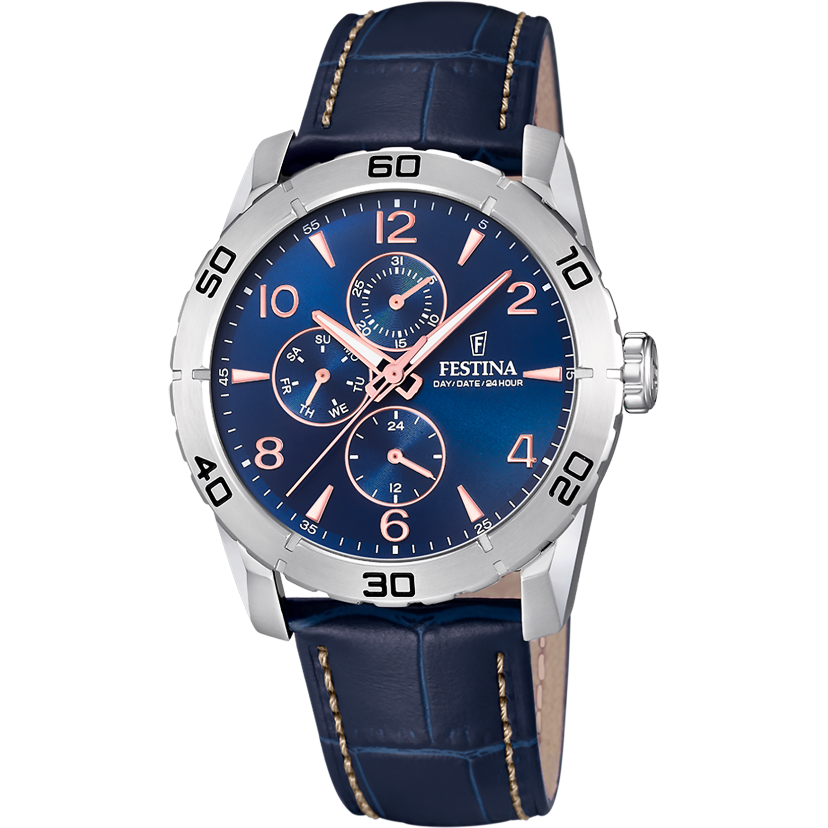 FESTINA MEN'S BLUE LEATHER WATCH BRACELET F16607/D