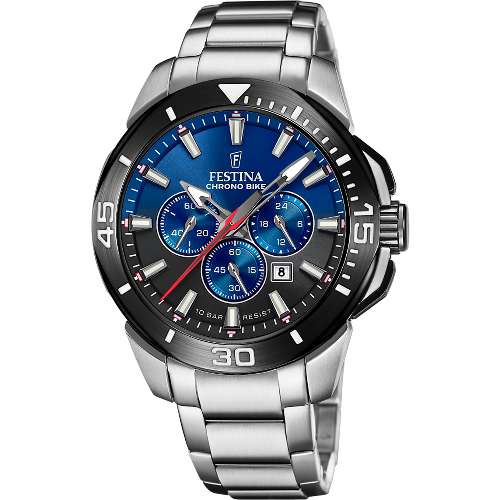MEN'S FESTINA CHRONO BIKE BLUE WATCH WITH STAINLESS STEEL STRAP F20641/C