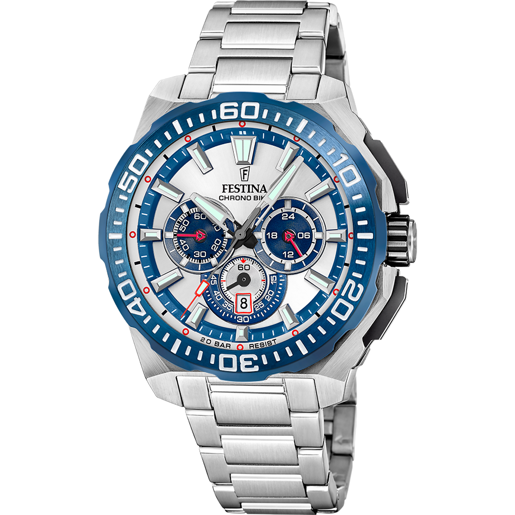 Festina Chrono Bike men's watch F20724/1 silver steel strap