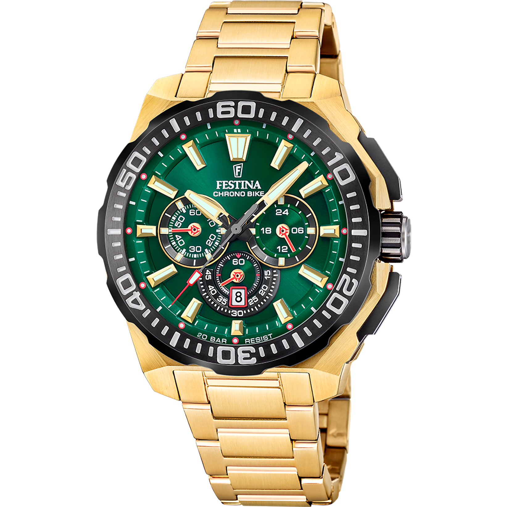 FESTINA CHRONO BIKE MEN'S WATCH F20727/2 GREEN STEEL STRAP