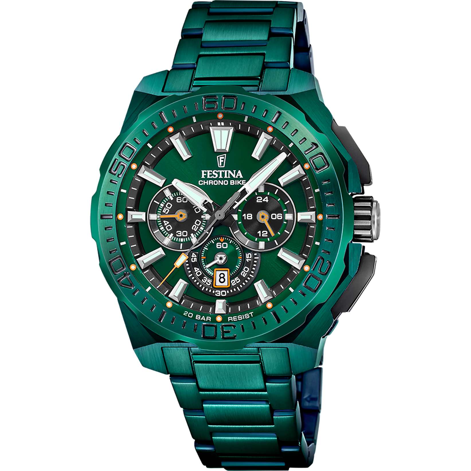 FESTINA MEN'S WATCH CHRONO BIKE SPECIAL EDITION F20730/1 GREEN STEEL STRAP