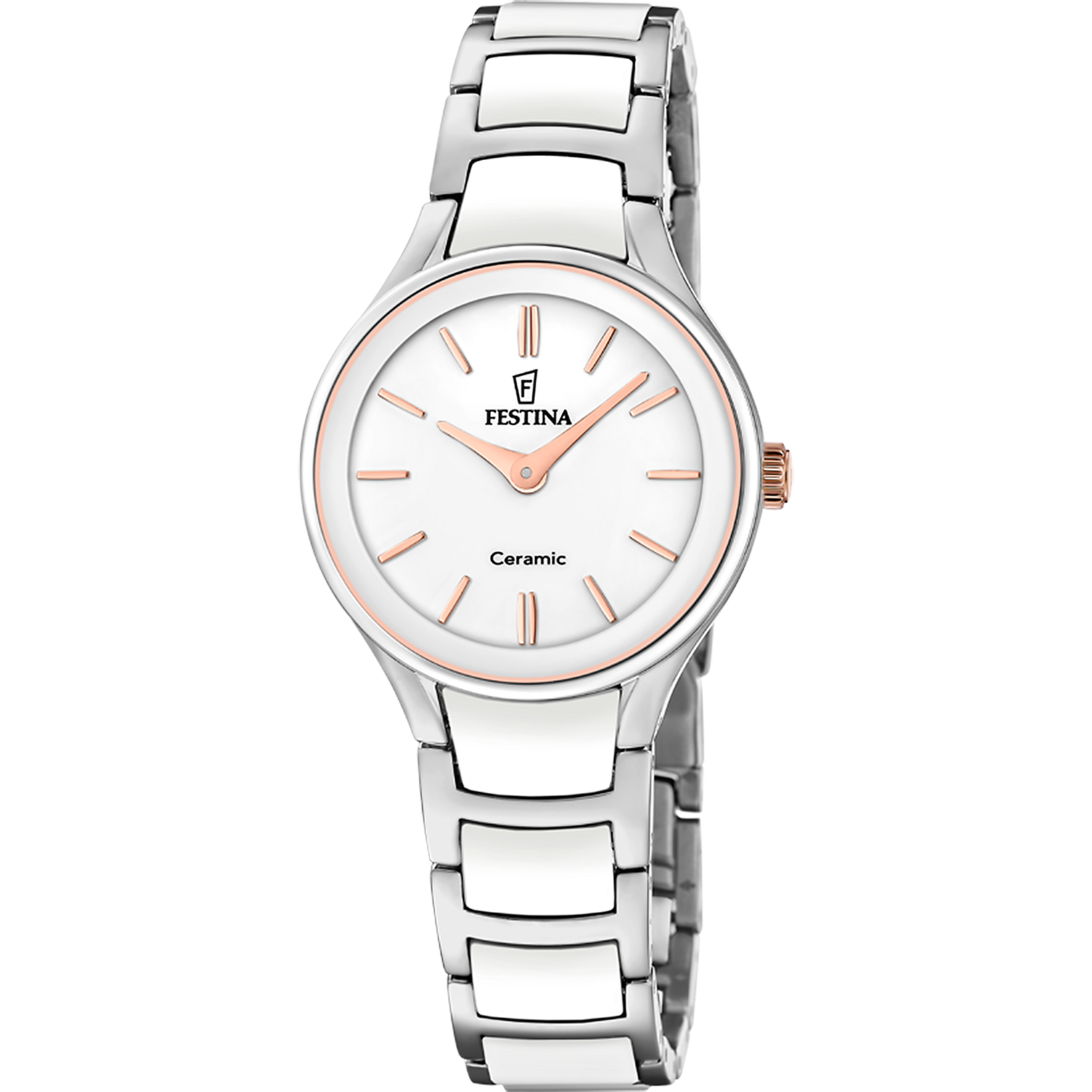 FESTINA WOMEN'S WHITE CERAMIC STAINLESS STEEL WATCH BRACELET F20752/1
