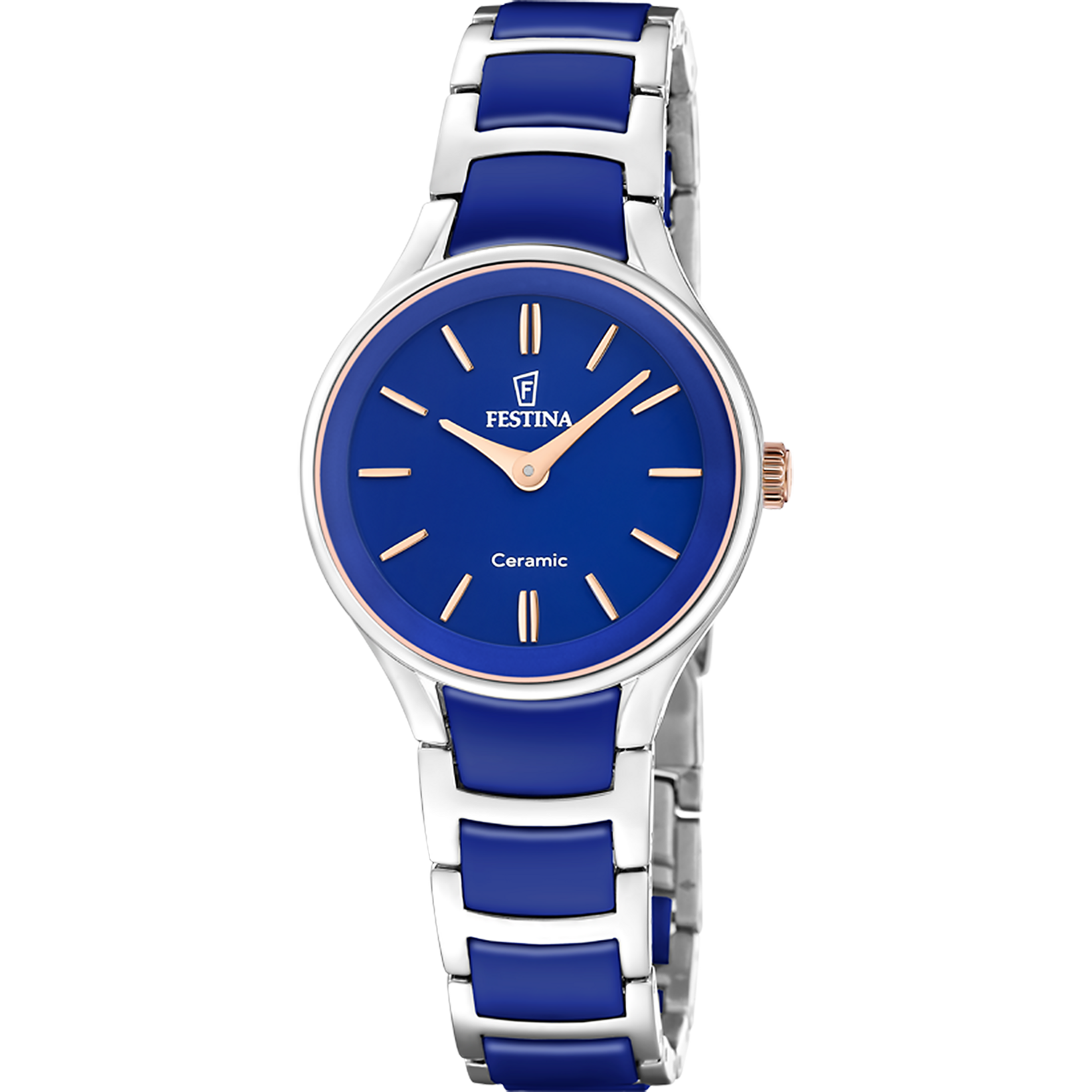 FESTINA WOMEN'S BLUE CERAMIC STAINLESS STEEL WATCH BRACELET F20752/5