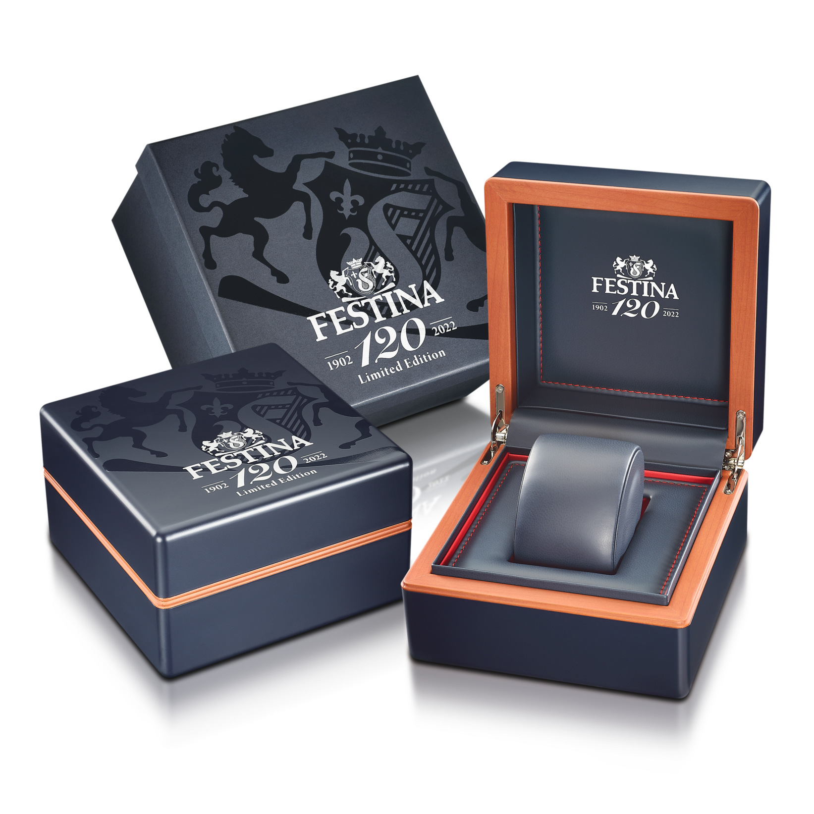 FESTINA SWISS MEN'S BLUE SWISS MADE LEATHER WATCH BRACELET F1902/2