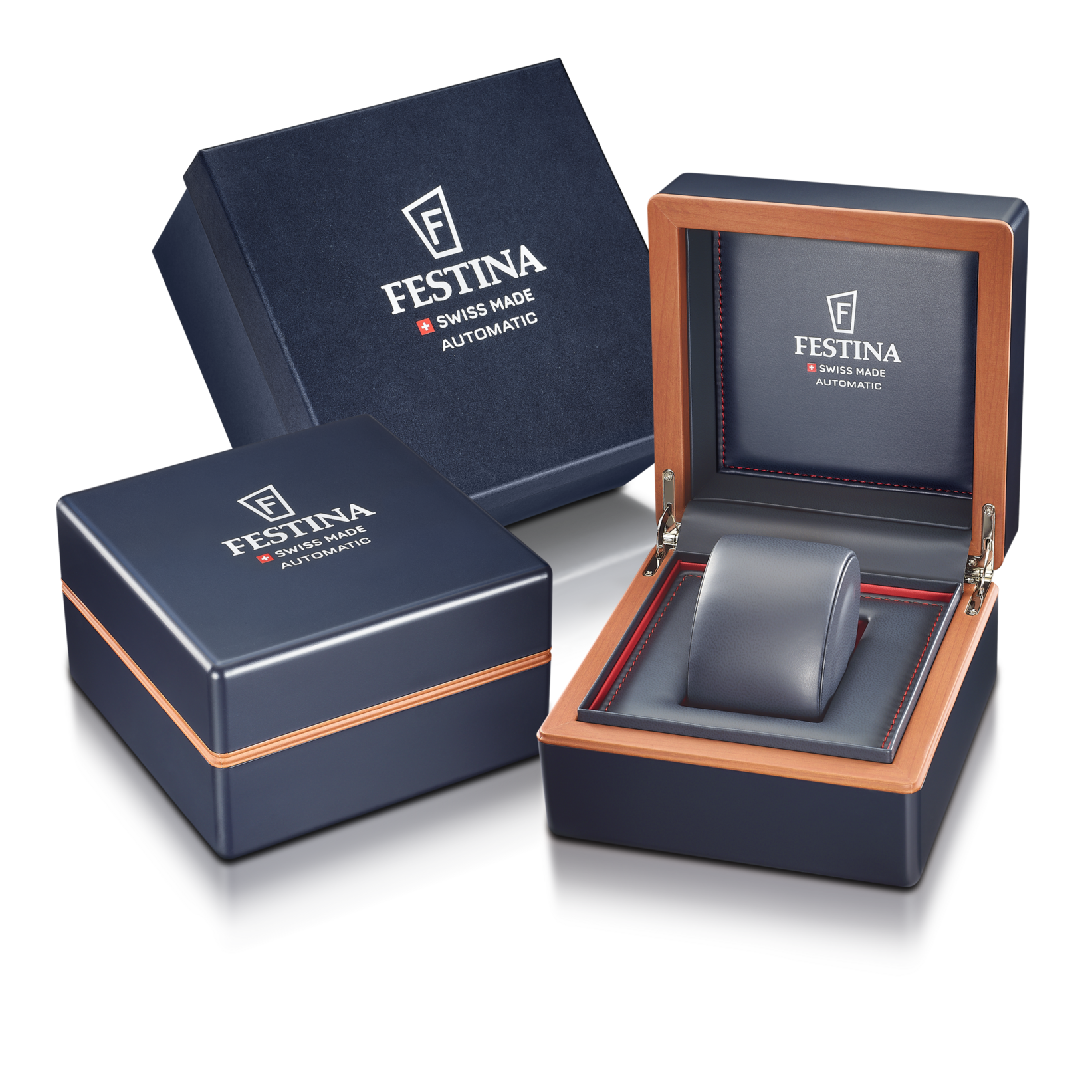 FESTINA SWISS MADE MEN'S BLUE AUTOMATIC LEATHER WATCH BRACELET F22005/2