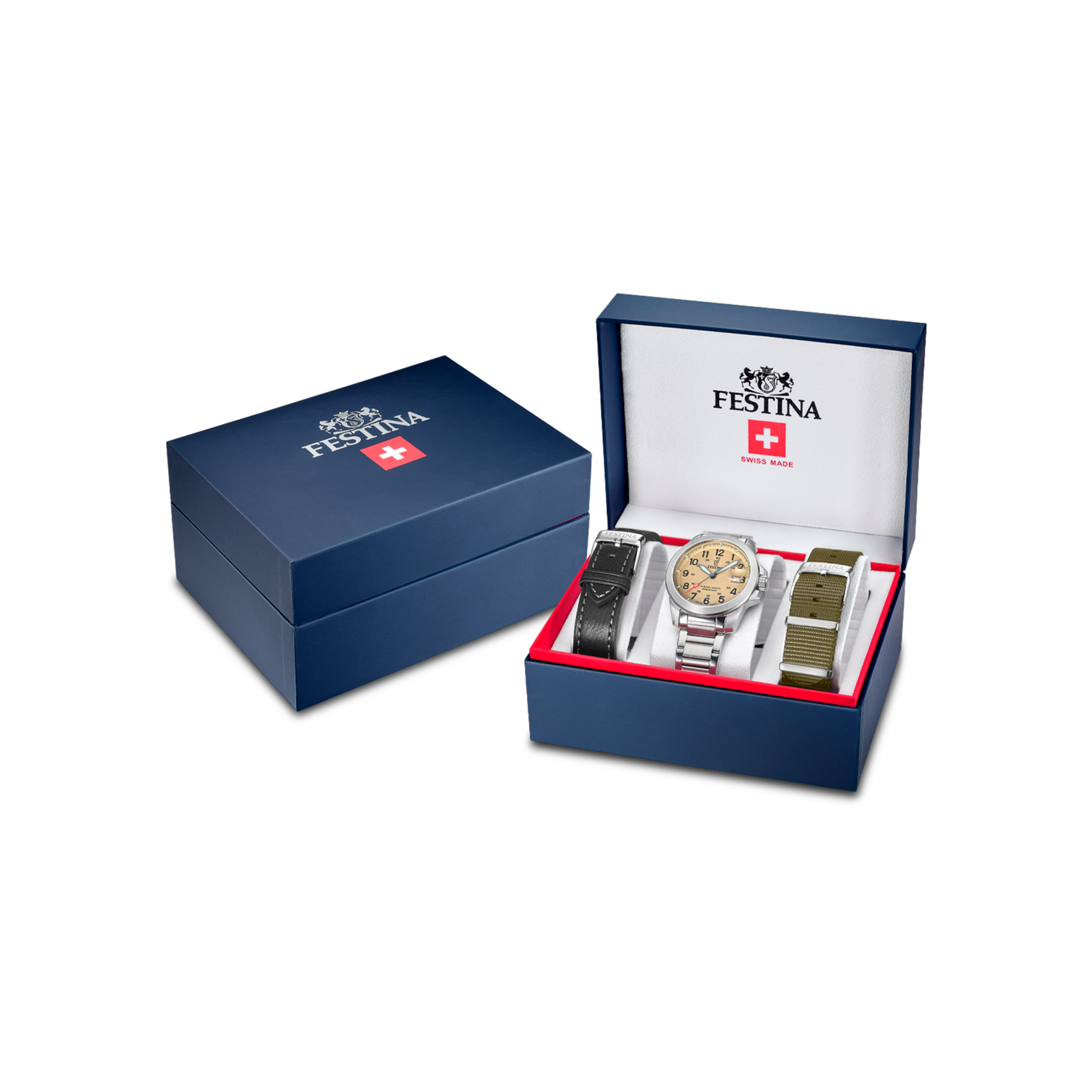 HERRENUHR FESTINA SWISS MADE FIELD F20081/1 MIT DREI AUSWECHSELBAREN ...