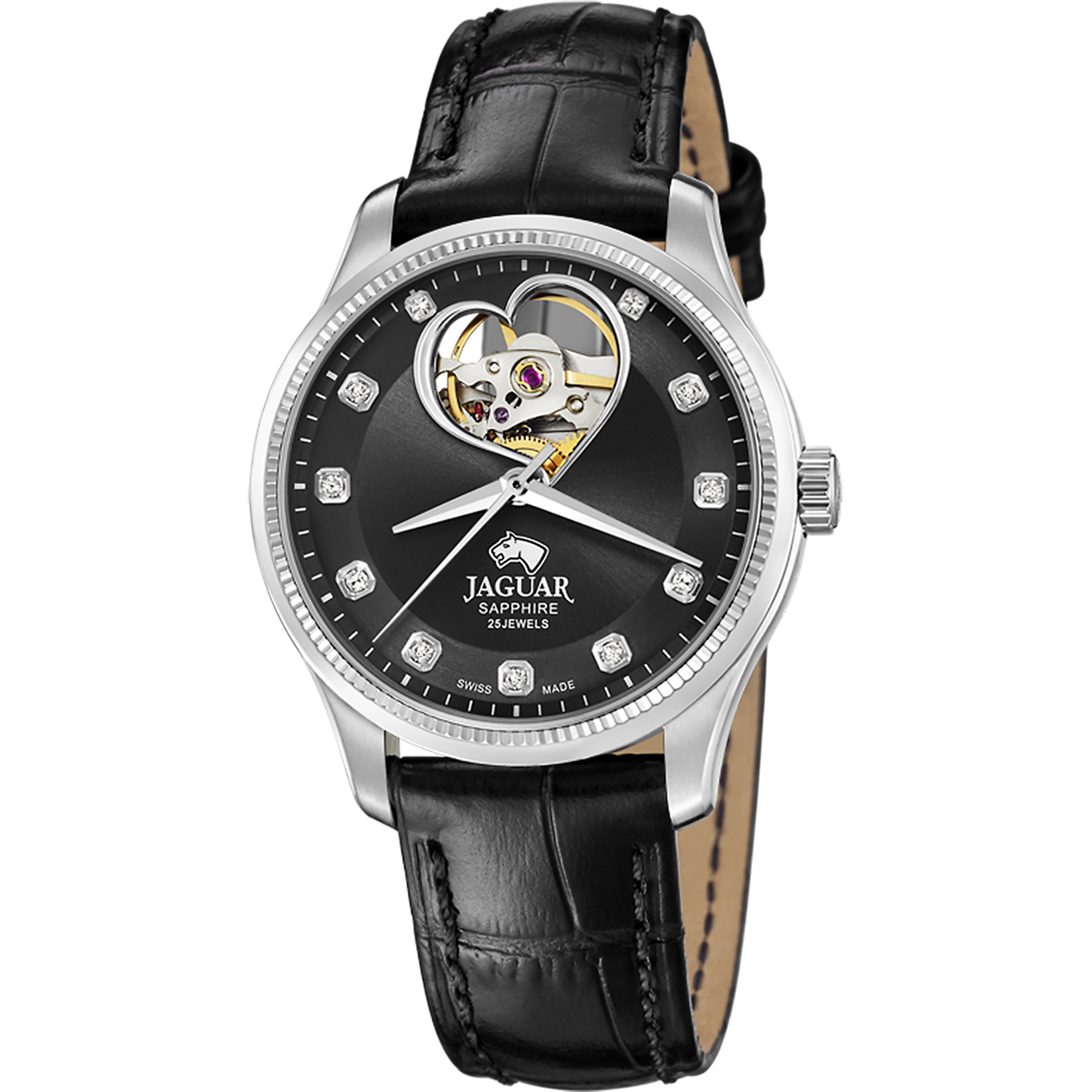 ZWARTE DAMES ZWITSERS HORLOGE JAGUAR CŒUR J994/3