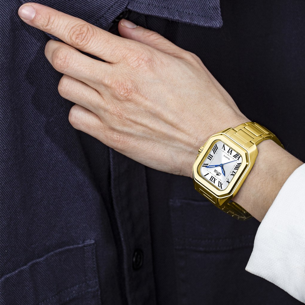 Women's watch Square Series white with plated steel bracelet 18970/1